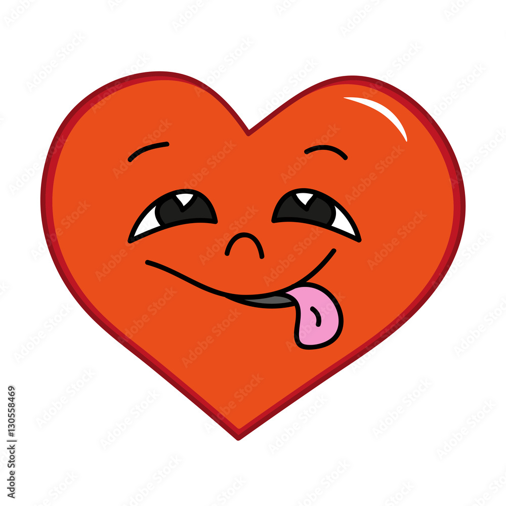 Hand drawn illustration of cartoon face design, heart shape and Stock ...