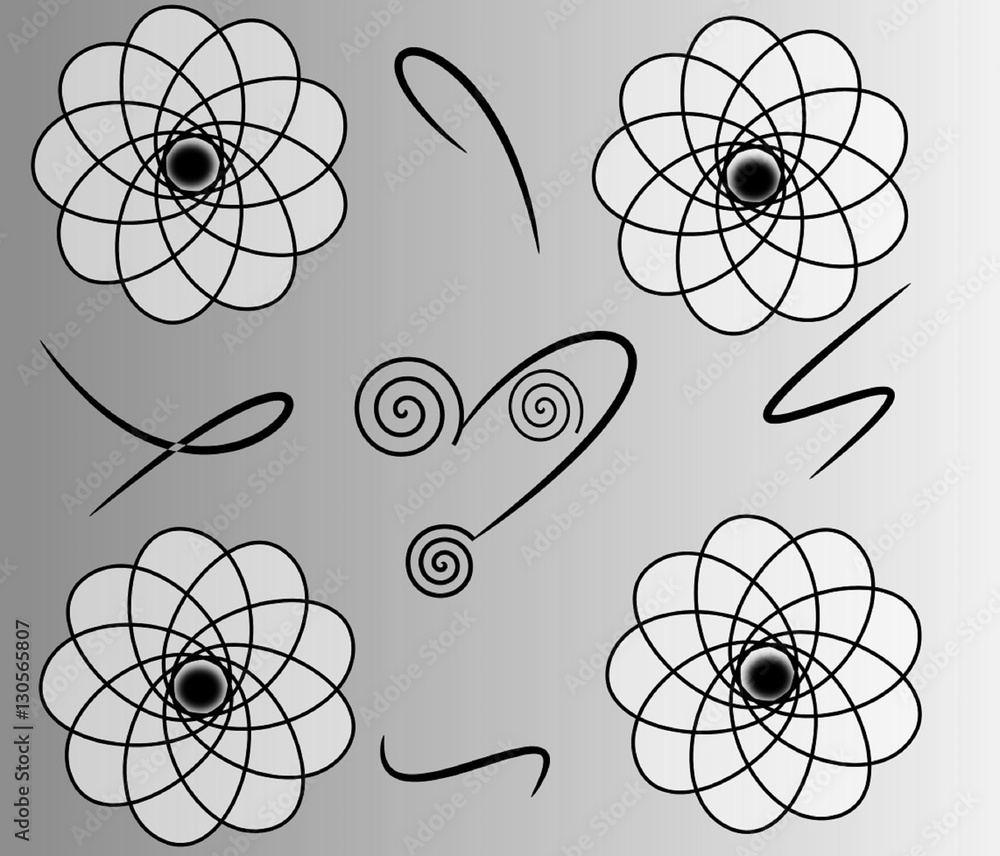 Black abstract symbols on a gray background Stock Illustration | Adobe ...