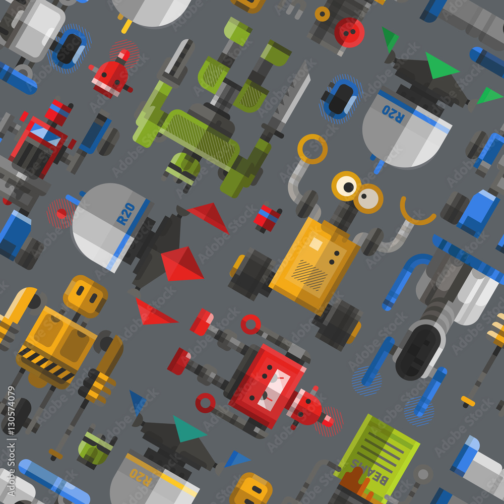 Seamless robot pattern cartoon vector illustration. Stock Vector ...