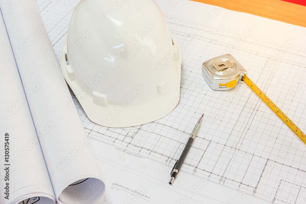 Workplace of architect - Architectural project, blueprints, blueprint ...