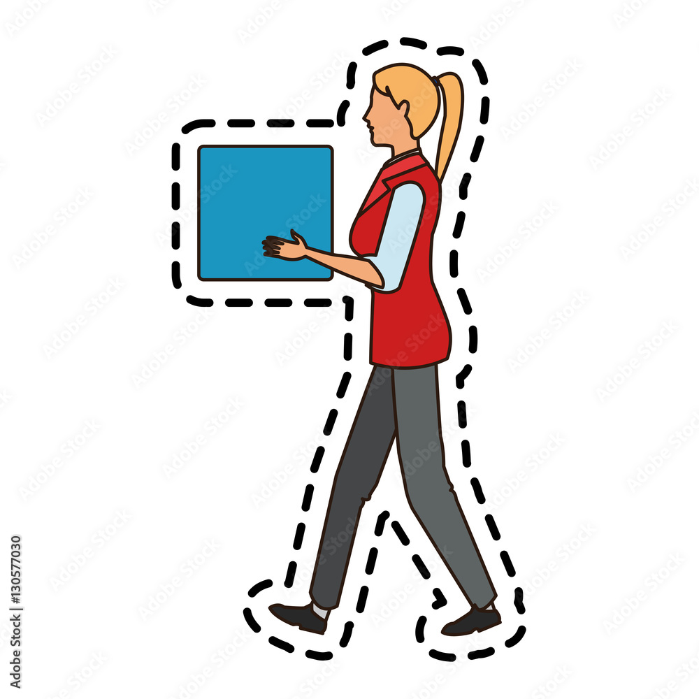 Woman cartoon with box icon. Girl female avatar person people and human ...