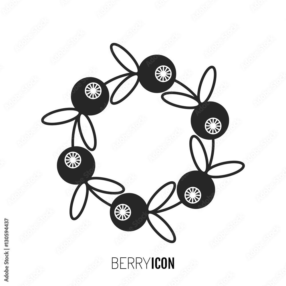 Flat black icon, silhouette. Berry and fruit object. Stock Vector ...