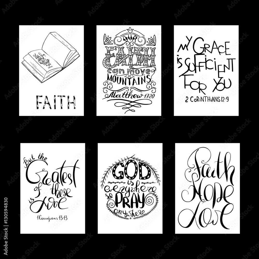 A Set Of Quotations From The Bible Books And Bible Lettering Brush a-set-of-quotations-from-the-bible-books-and-bible-lettering-brush