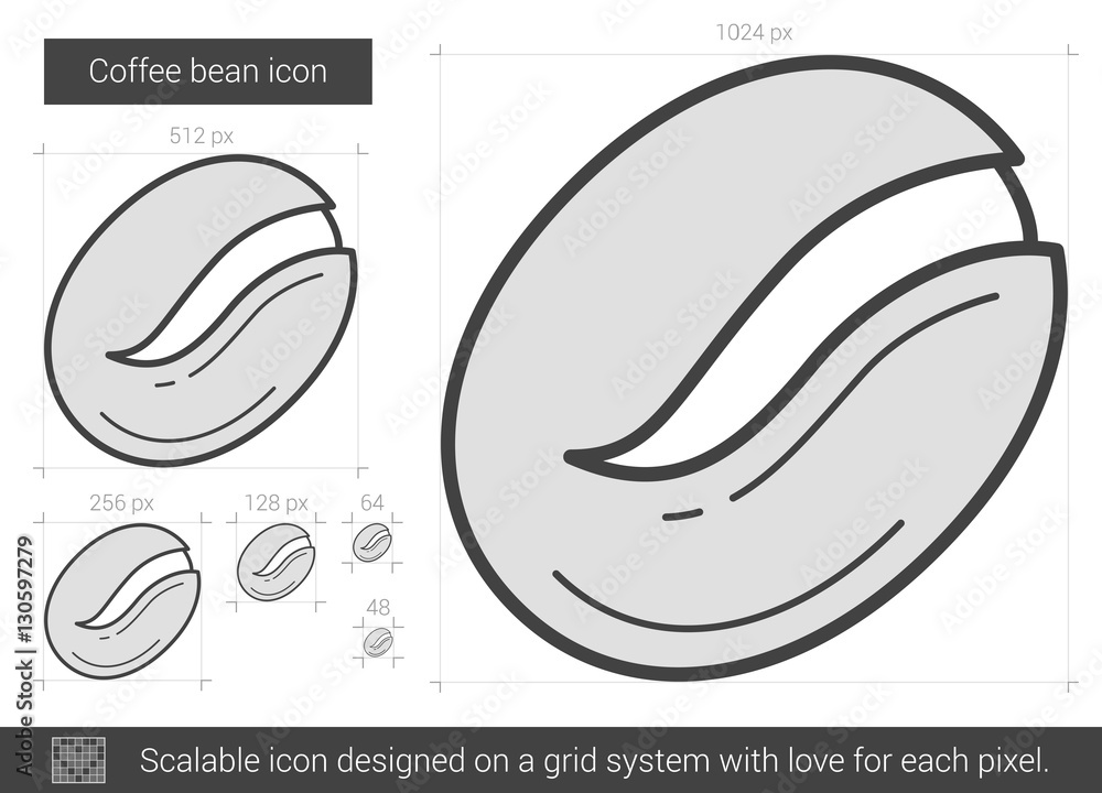 Coffee bean line icon. Stock Vector | Adobe Stock