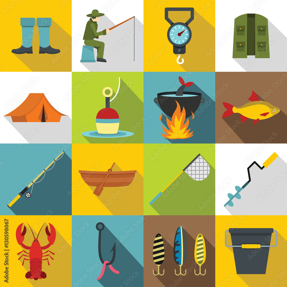 Fire fighting icons set. Flat illustration of 16 fire fighting vector ...