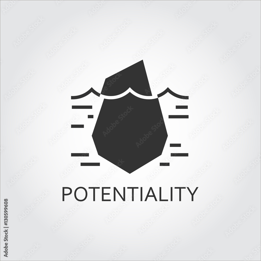 Vector black flat icon hidden potential and opportunity as iceberg ...