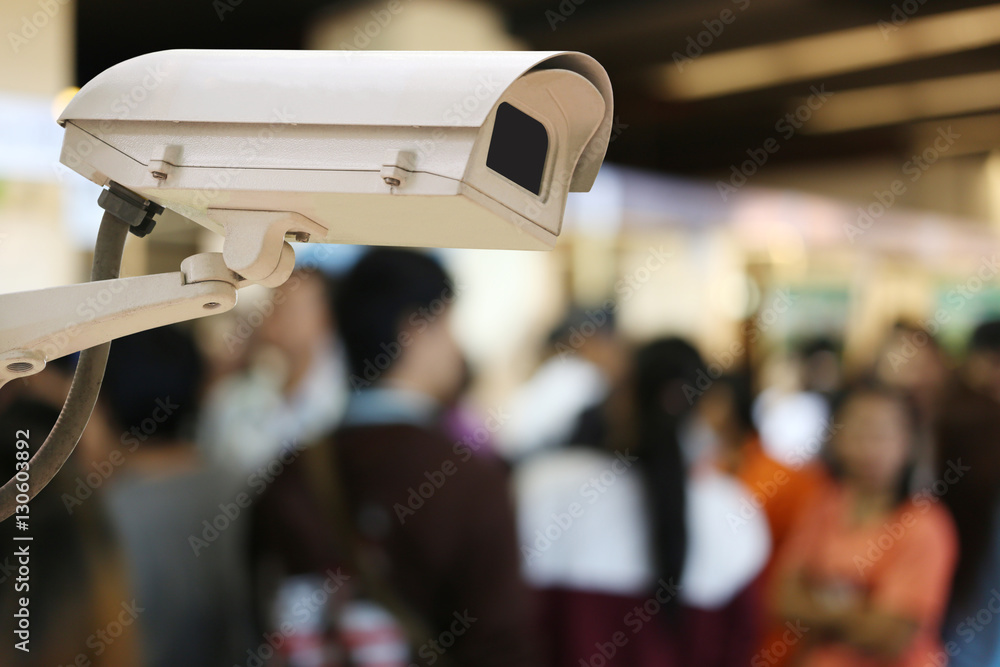 CCTV Camera Record on blur background of people in the Shopping Stock ...