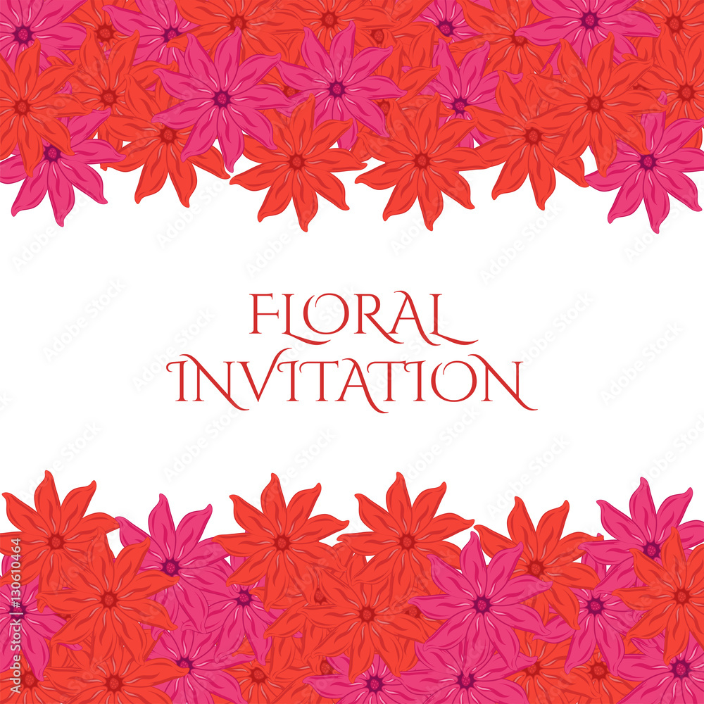 Invitation with floral background. Romantic vector illustration. Stock ...