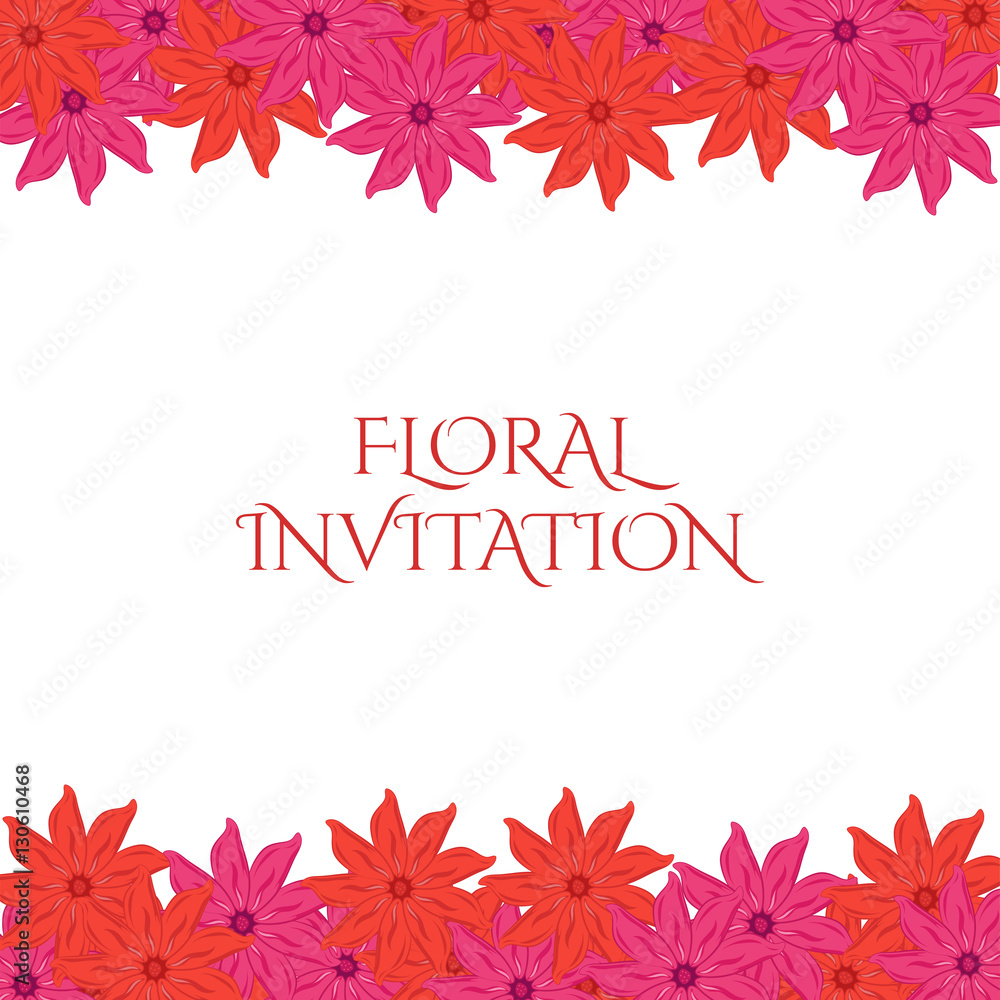 Invitation with floral background. Romantic vector illustration. Stock ...