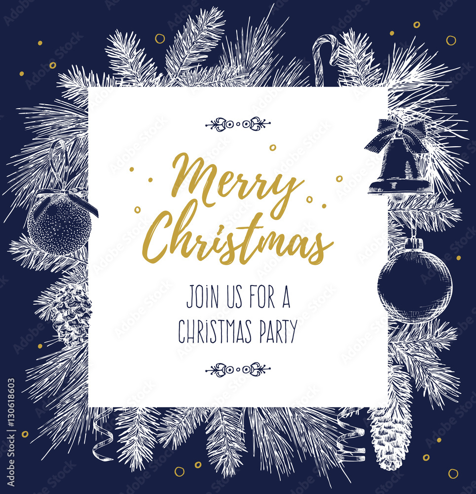 Vintage design for greeting card or invitation for Christmas ...