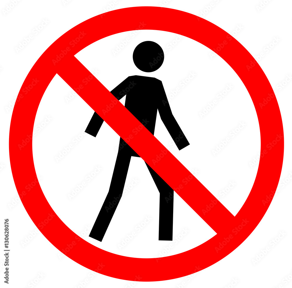 No walking traffic sign. Prohibited signs silhouette of walking man in ...
