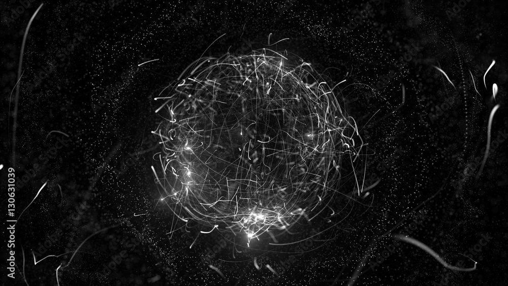 Abstract particle background with sphere shapes that have been heavily ...