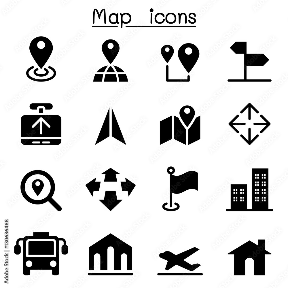 Map icons Stock Vector | Adobe Stock