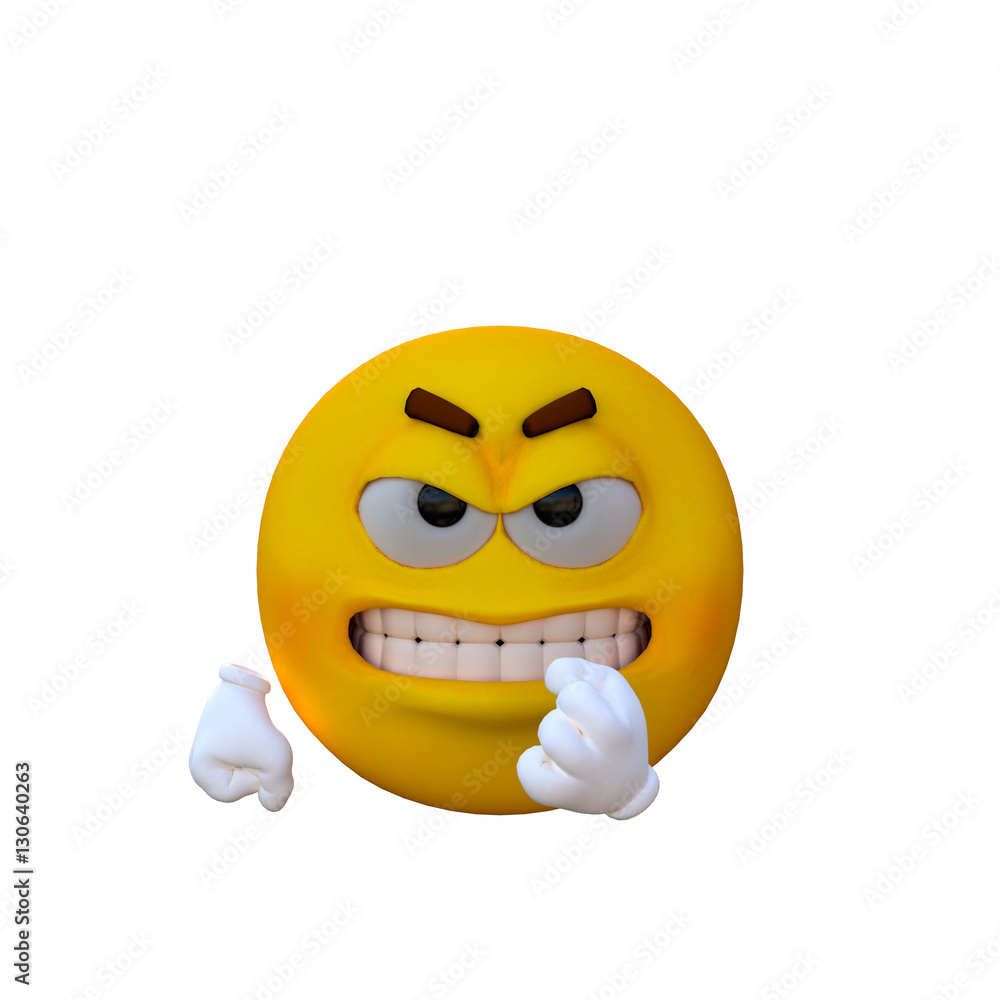 One yellow smiley. Baring Teeth Stock Illustration | Adobe Stock