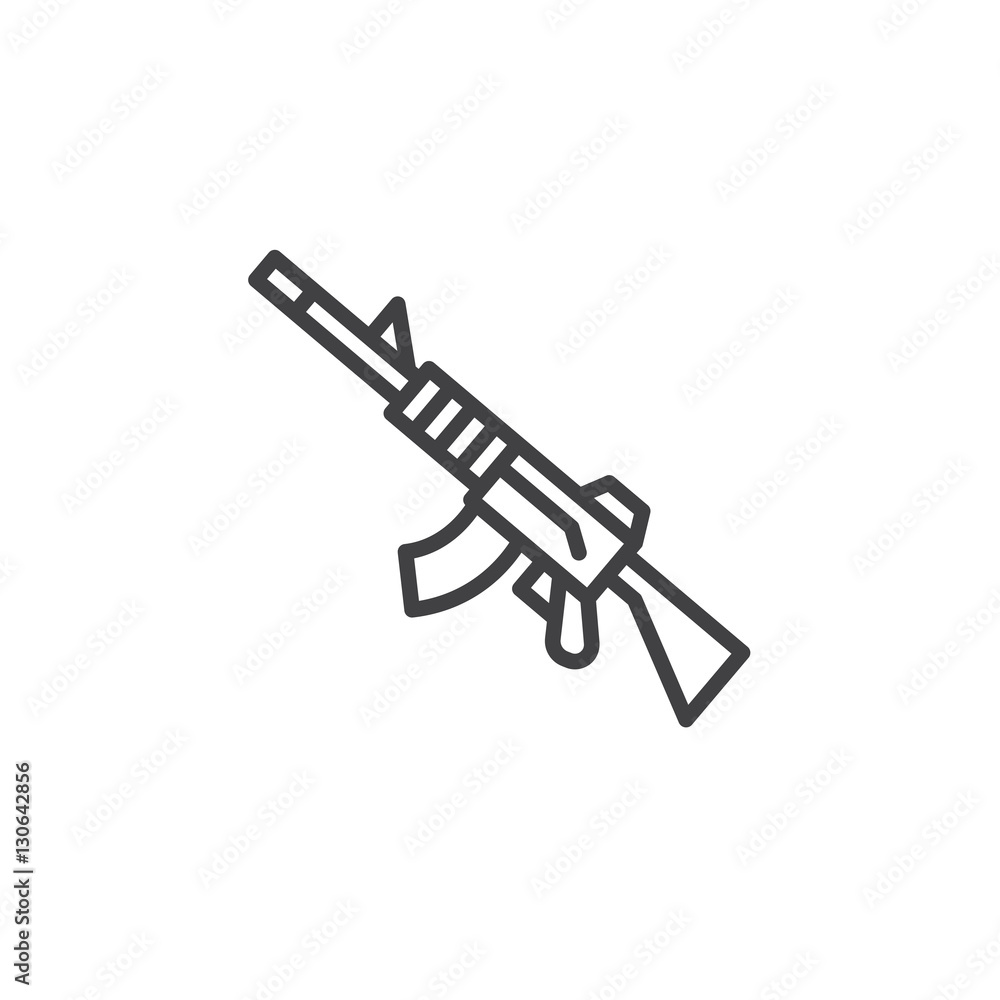 Automatic rifle line icon, outline vector sign, linear pictogram ...
