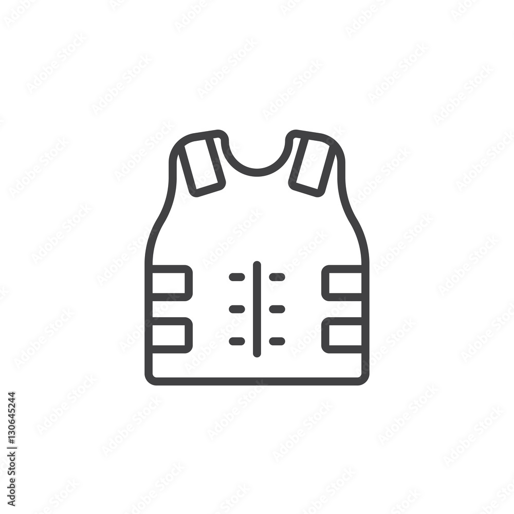 Bulletproof vest, Body armor line icon, outline vector sign, linear ...