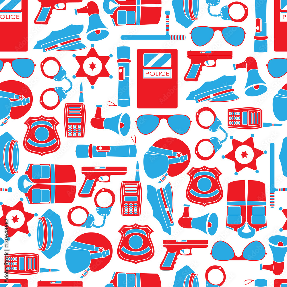 Vector seamless pattern of police equipment vector illustration Stock ...