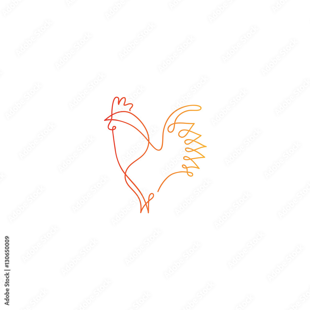 One line rooster design silhouette.Hand drawn minimalism style vector ...