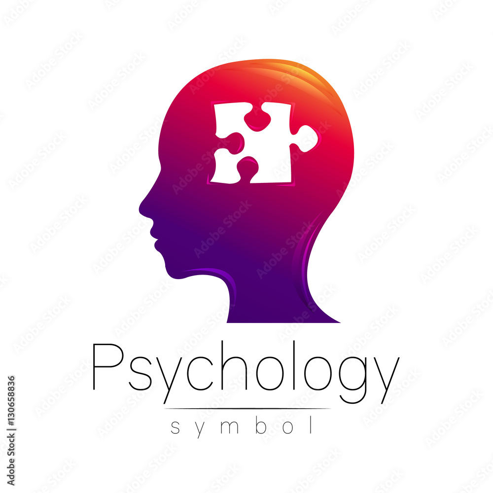 Modern head sign of Psychology. Puzzle. Profile Human. Creative style ...