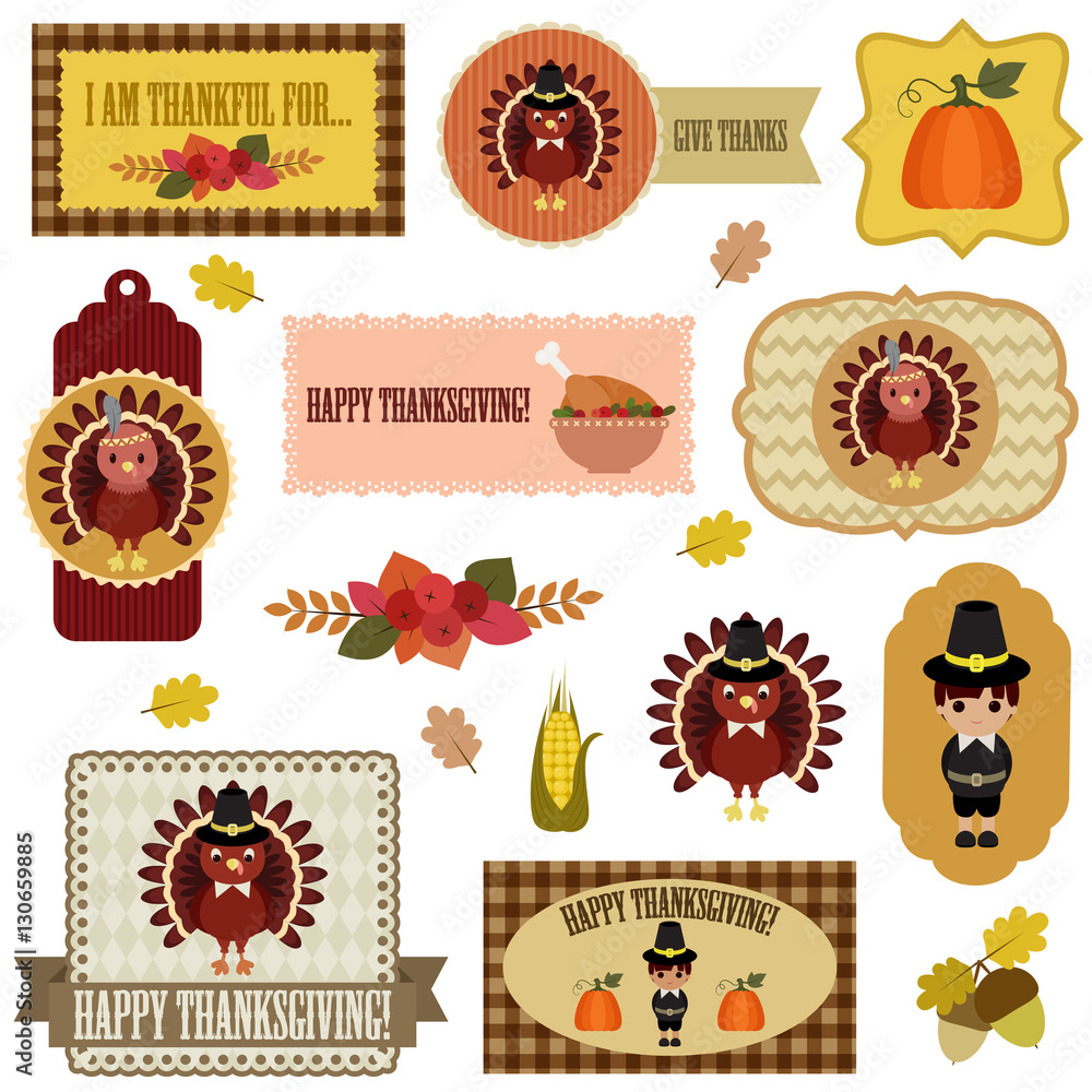 Thanksgiving clip-art set. Eps 10 Stock Vector | Adobe Stock