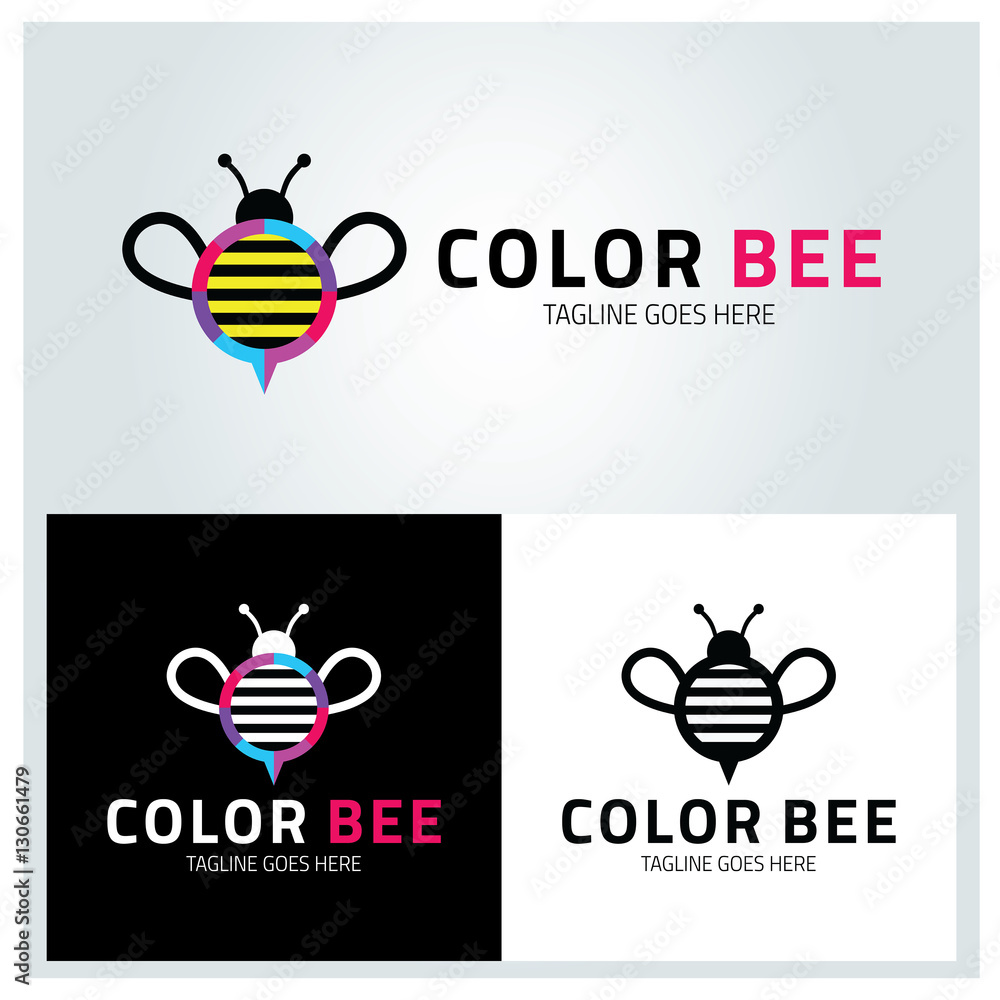Color bee logo design template ,Vector illustration vector de Stock ...