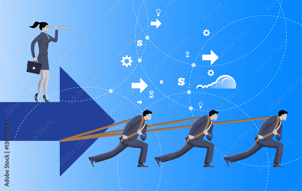 Team with vision business concept. Three confident businessmen in suits ...