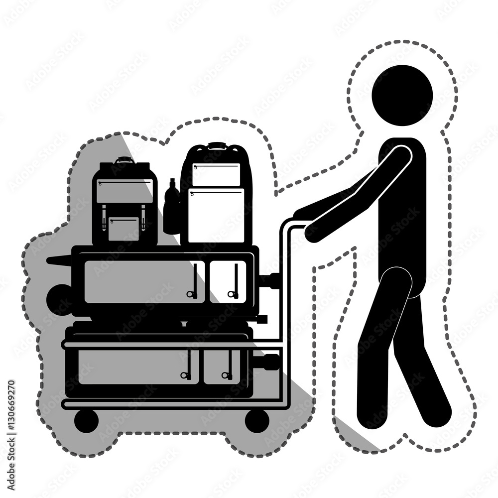 Passenger and baggage icon. Airport travel trip and tourism theme ...