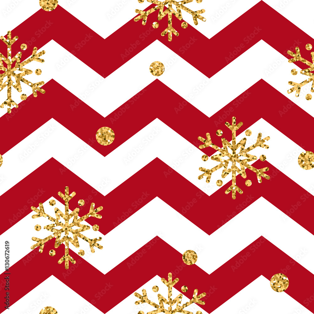 Red And Gold Snowflakes Wallpaper