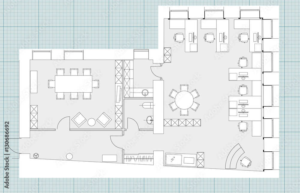 Standard office furniture symbols set Stock Vector | Adobe Stock