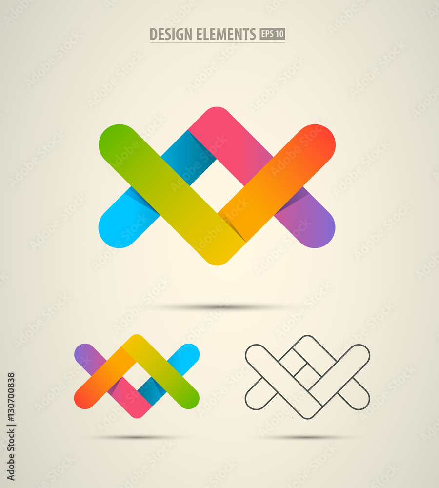 Vector origami logo icons. Design elements. Abstract icons. Letter x ...