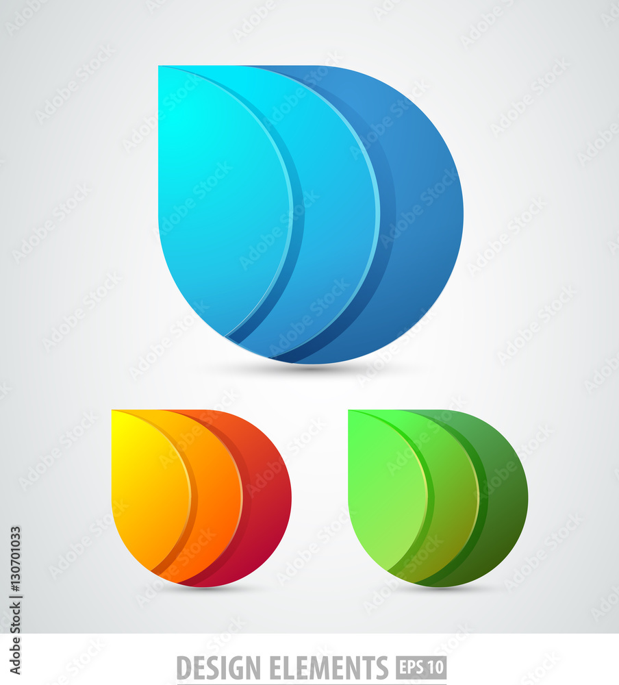 Vector abstract 3d drop logo design elements. Origami. Corporate ...