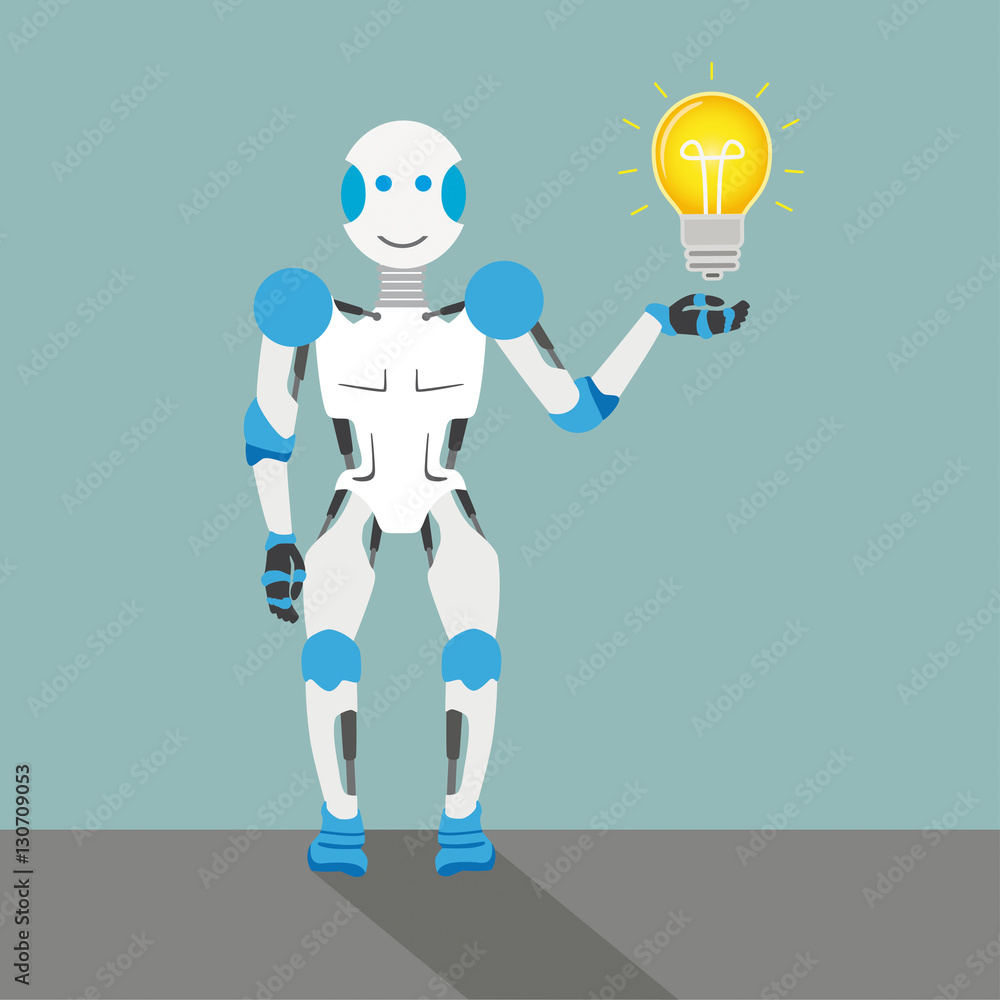 Cartoon Robot Bulb Stock Vector | Adobe Stock