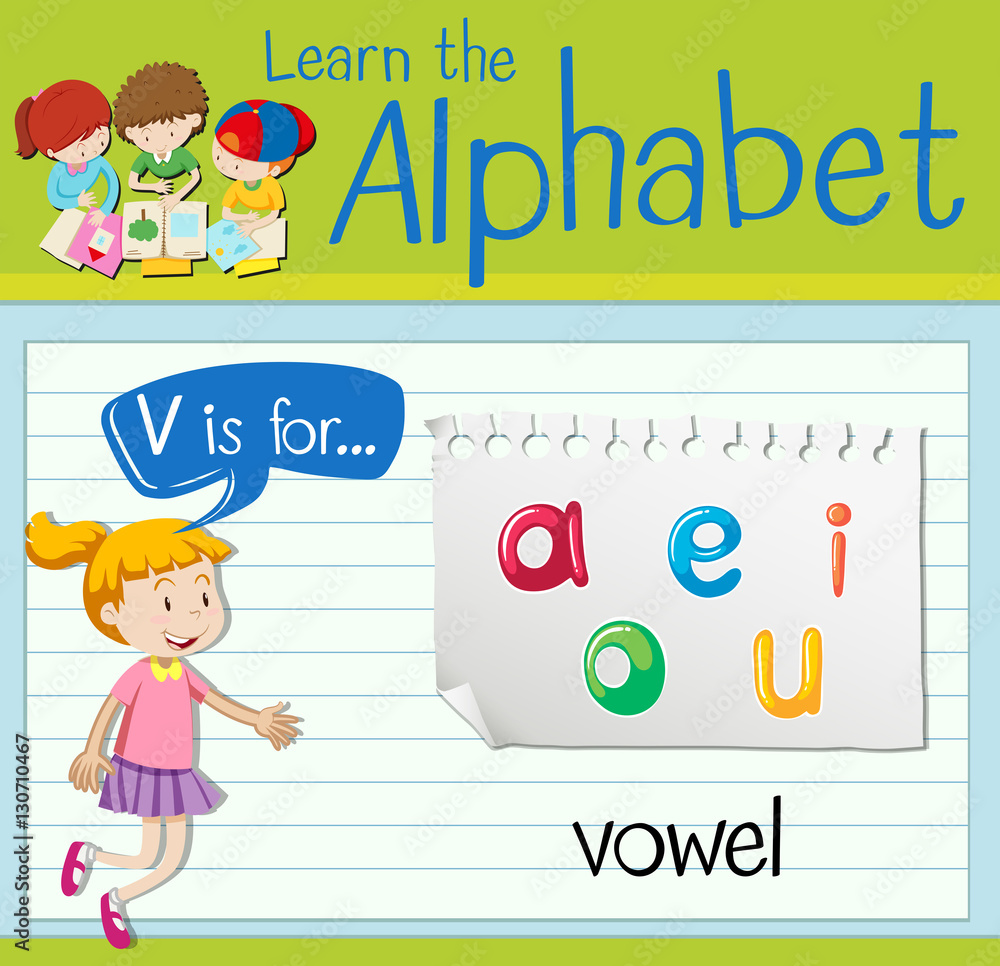 Flashcard letter V is for vowel Stock Vector | Adobe Stock