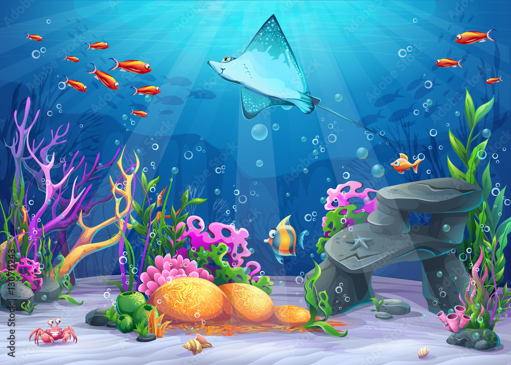 Vector cartoon illustration undersea Stock Vector | Adobe Stock