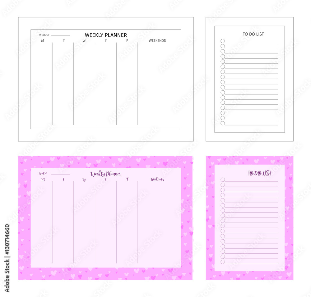 Temlape for print. Weekly planner and to do list. Patterned frame ...
