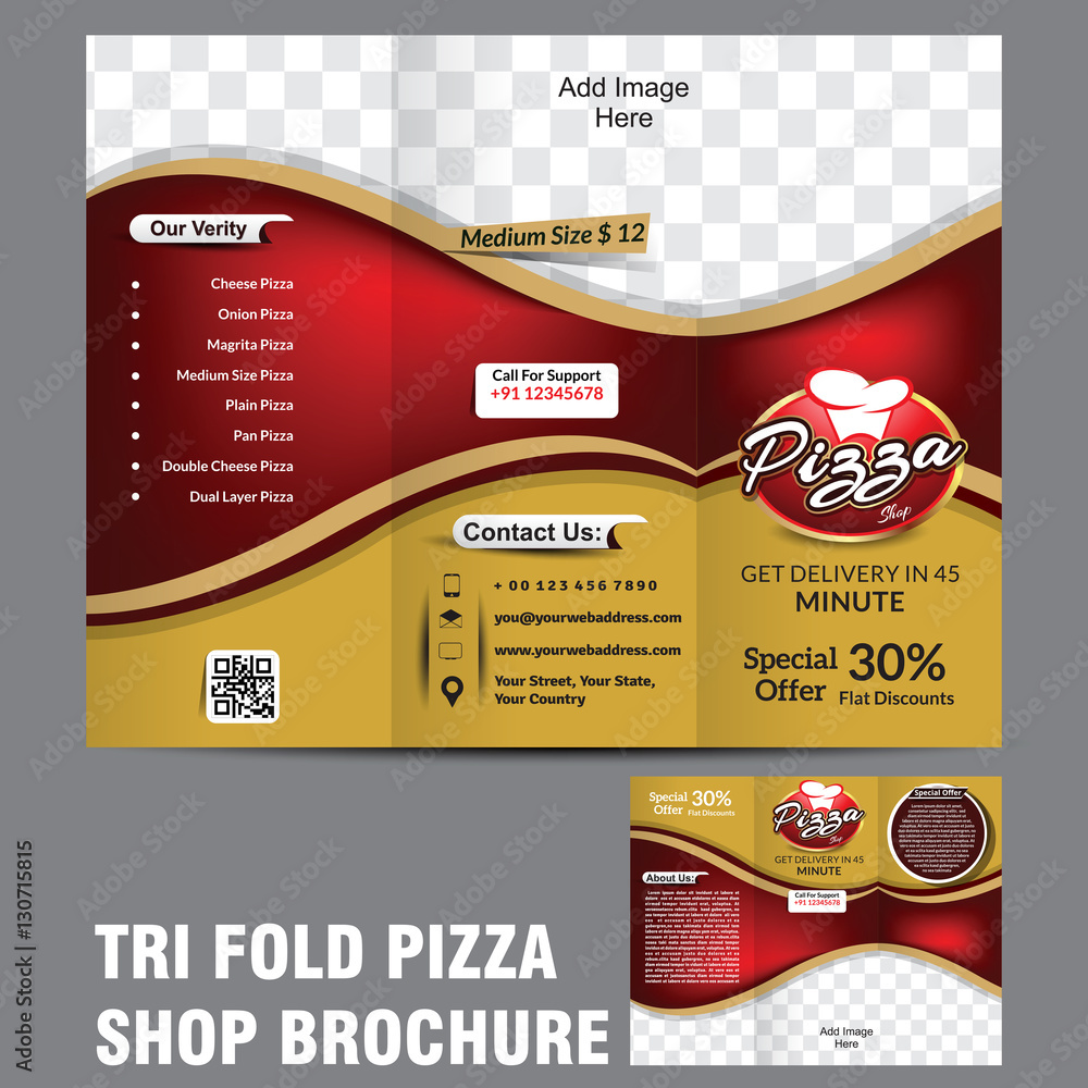 tri fold pizza brochure template Stock Vector | Adobe Stock