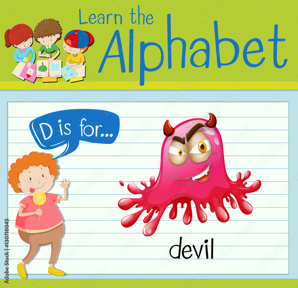Flashcard letter D is for devil Stock-Vektorgrafik | Adobe Stock