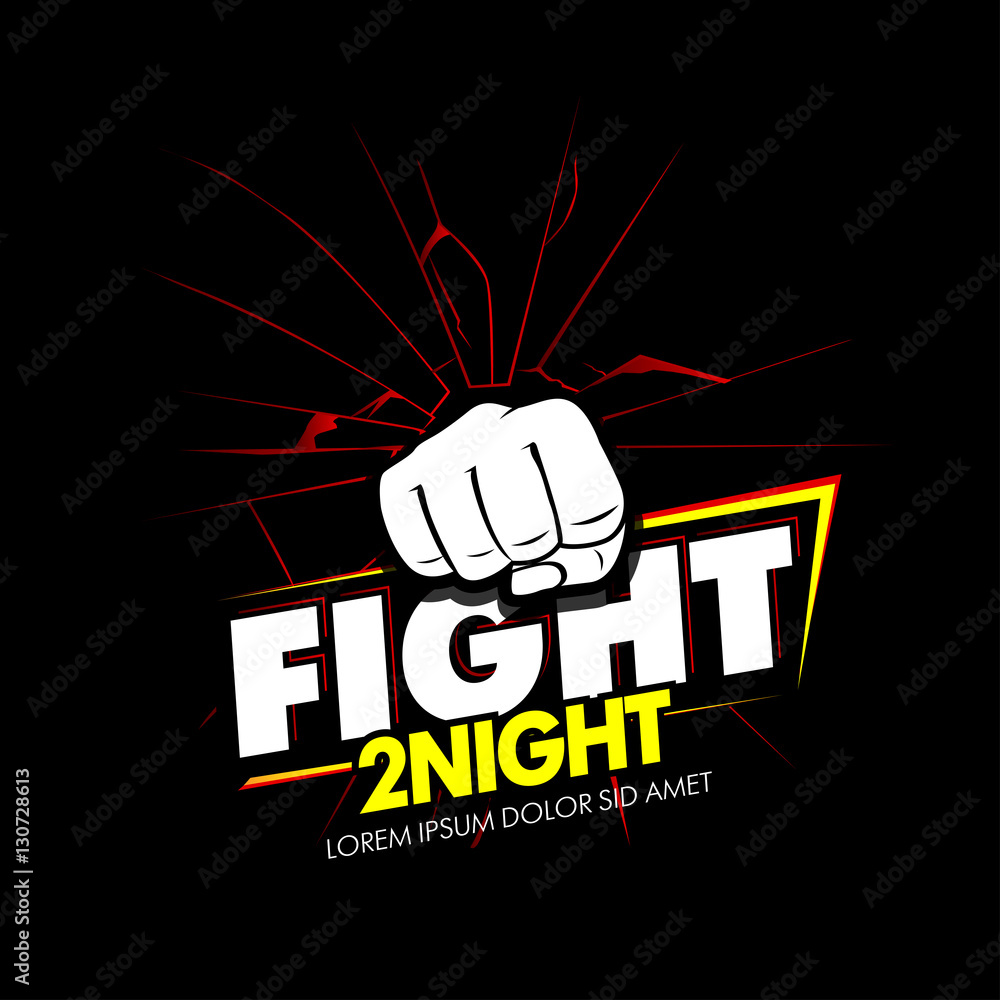 Modern professional fighting poster template logo design with fist ...