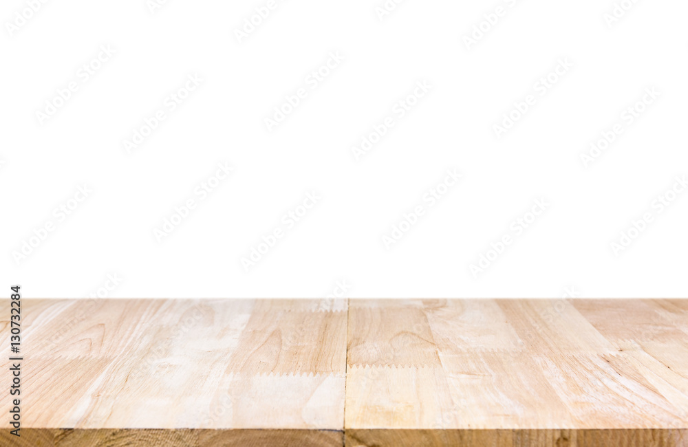 Wood table top on white background. can be used for display or montage ...