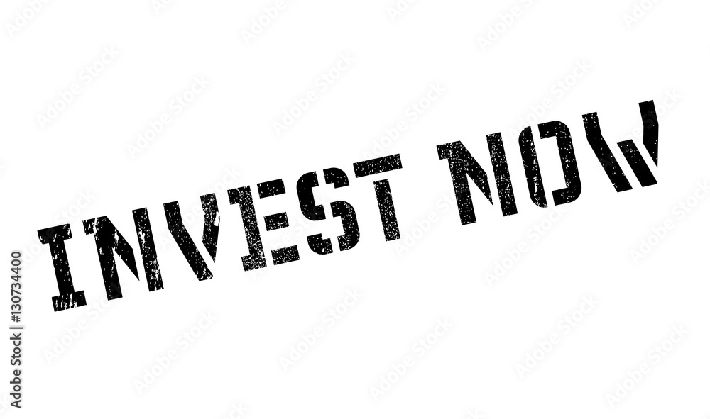 Invest now stamp. Grunge design with dust scratches. Effects can be ...