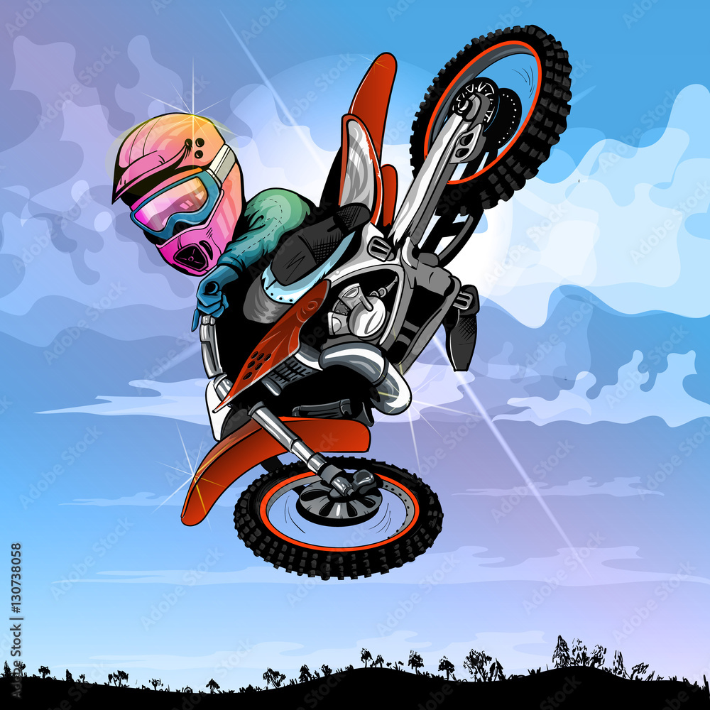 cartoon motocross Stock Vector | Adobe Stock