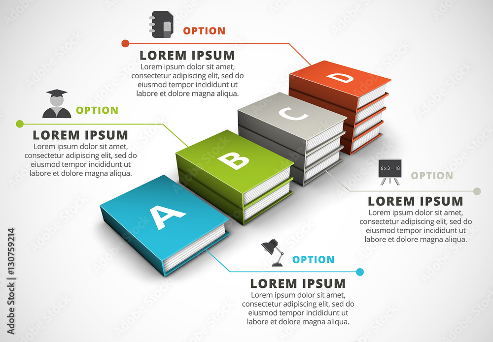 3D Book Stacks Element Infographic Stock Template | Adobe Stock