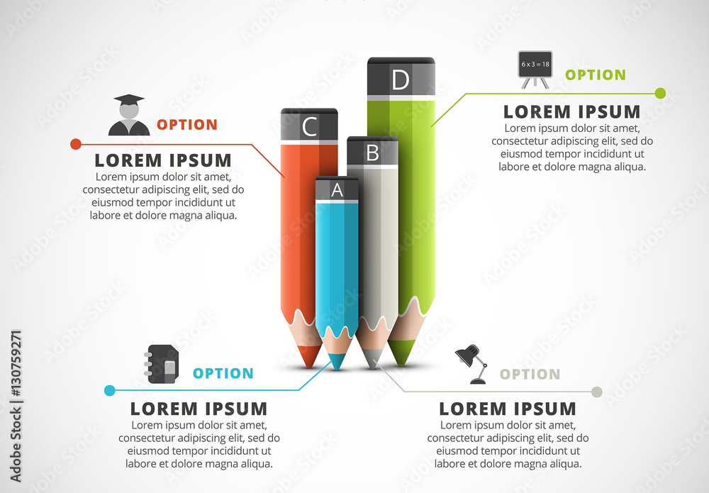 Four Pencil Element Infographic Stock Template | Adobe Stock