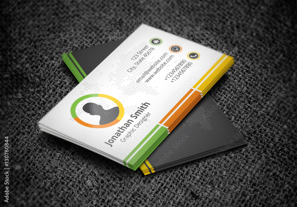 Business Card with Bottom Border Design Layout Stock Template | Adobe Stock