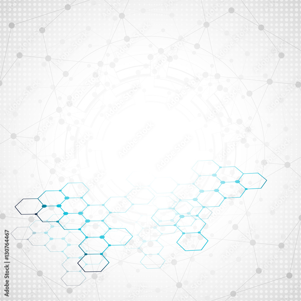 Abstract Technology vector background. Connection structure. Hexagon vector wallpaper. Abstract ...