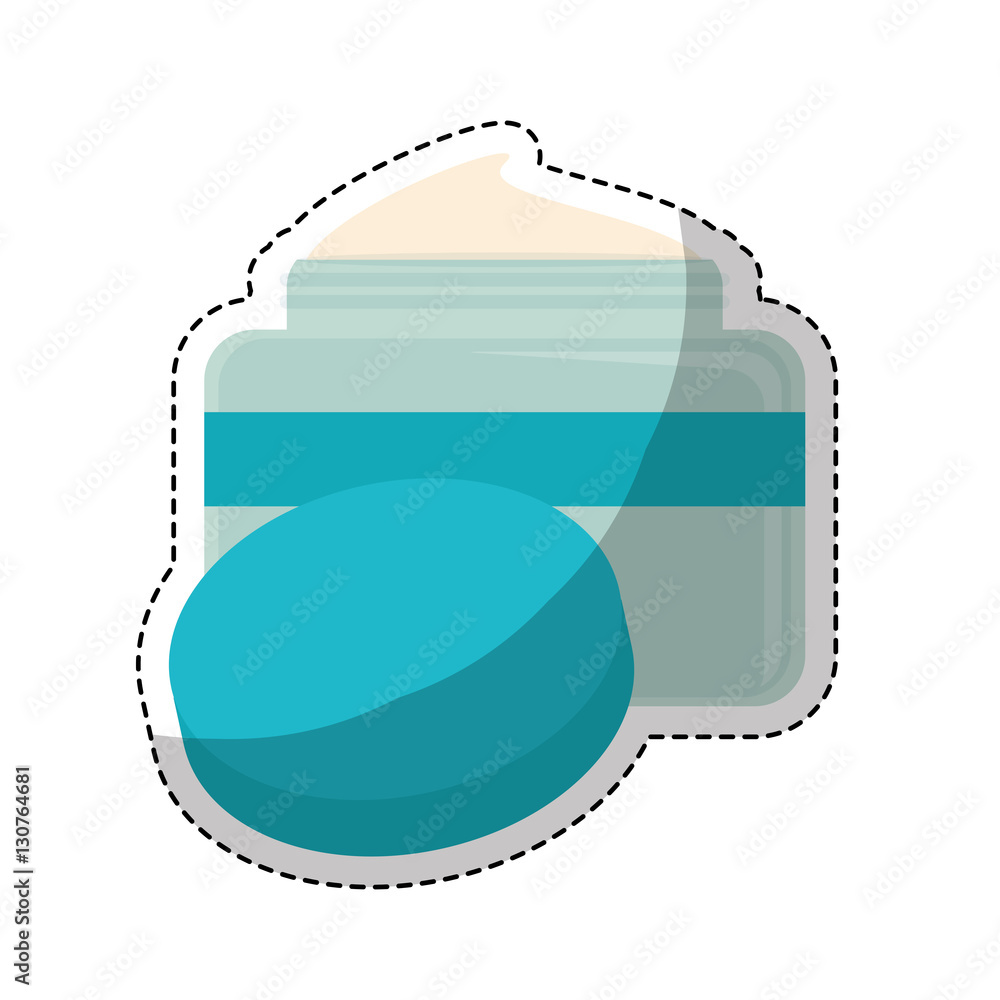 sticker of moisturizer facial cream icon over white background. makeup ...