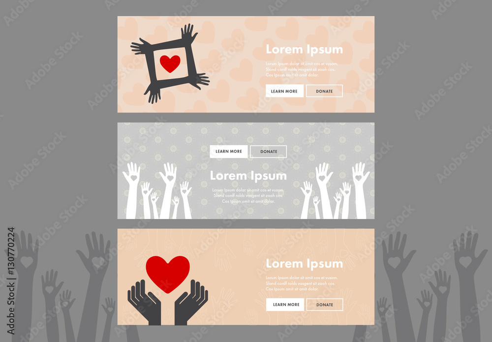 3 Charity Donation Banners Stock Template | Adobe Stock