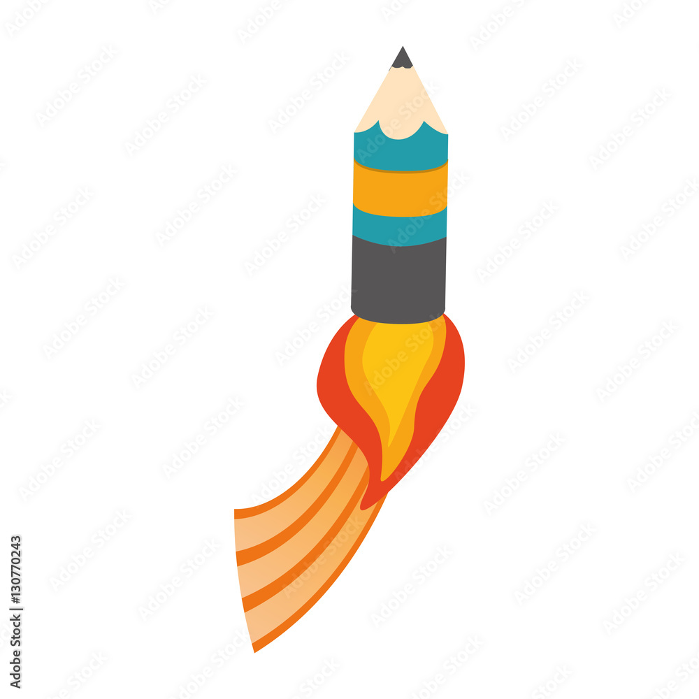 pencil with fire flames icon over white background. start-up concept ...