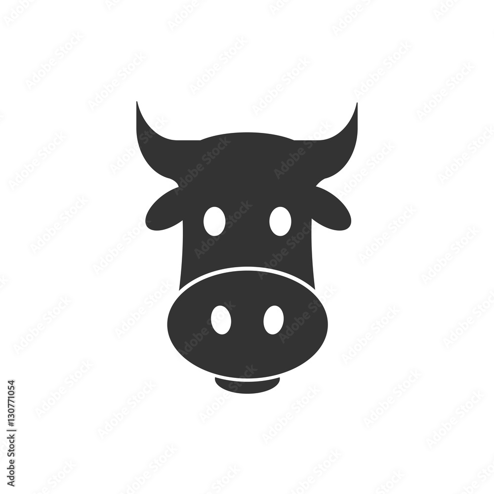 Head Cow icon. Head Cow Vector isolated on white background. Flat ...