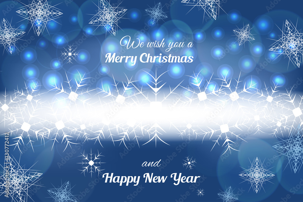 Vector We wish you a Merry Christmas and Happy New Year abstract blue ...
